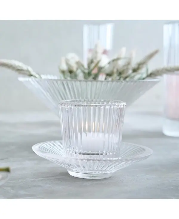 THE COLLECTIVE HOME Pressed Glass Tealight / Votive Holders, Set Of 4