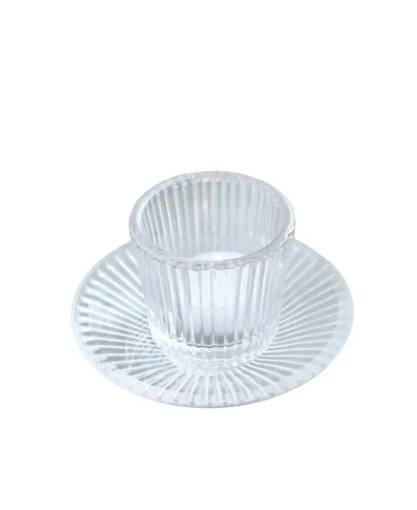 THE COLLECTIVE HOME Pressed Glass Tealight / Votive Holders, Set Of 4