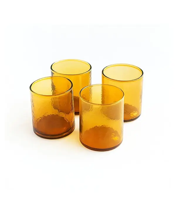 CREATIVE WOMEN Handblown Hammered Glasses, Set Of 4 - Amber