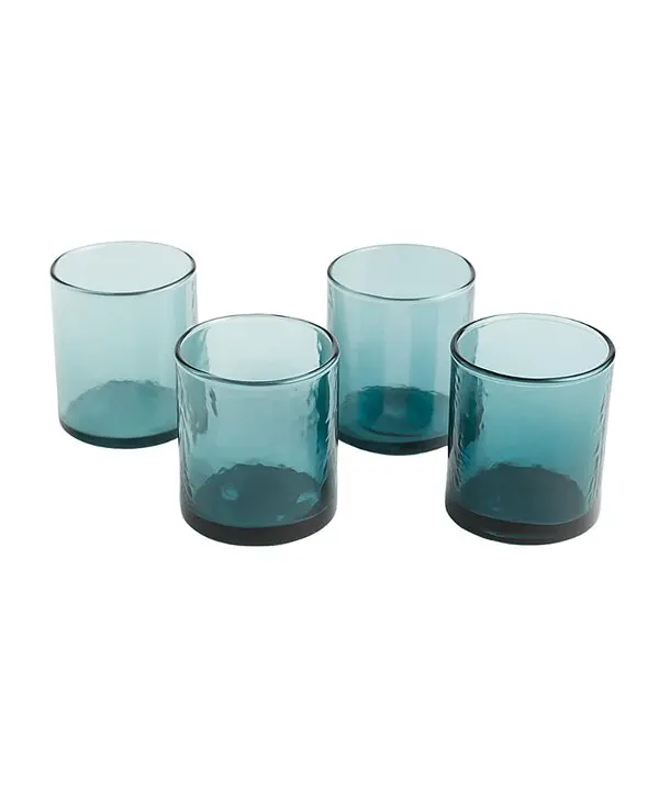 CREATIVE WOMEN Handblown Hammered Glasses, Set Of 4 - Blue