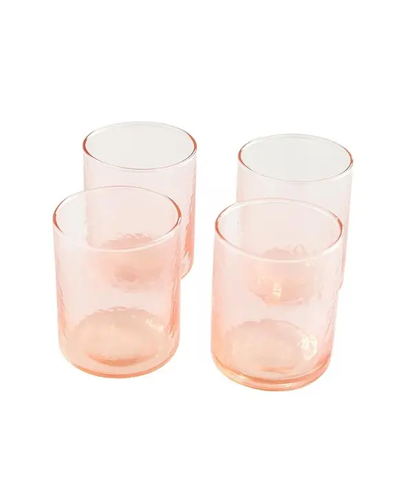 CREATIVE WOMEN Handblown Hammered Glasses, Set Of 4 - Blush