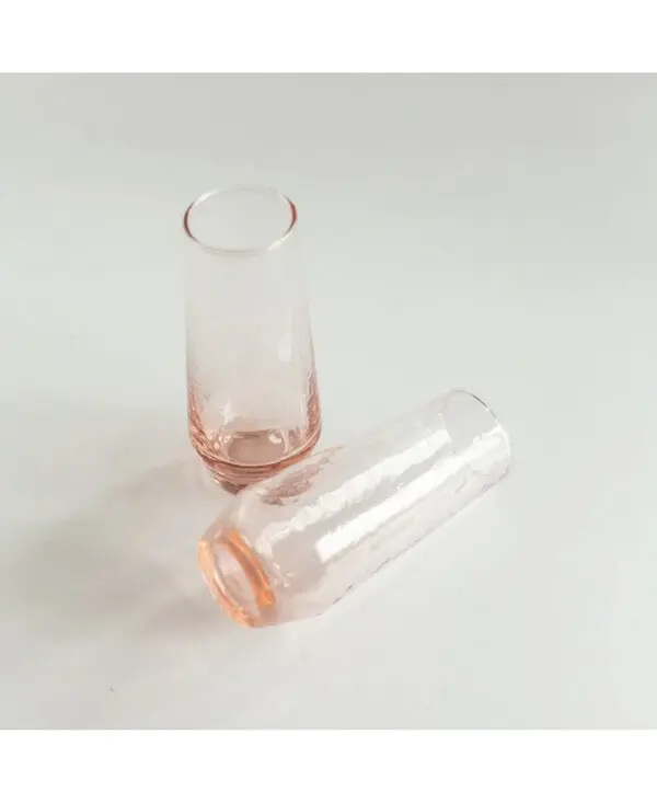CREATIVE WOMEN Handblown Hammered Champagne Flutes, Set Of 2 - Blush