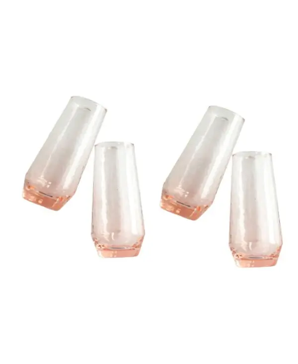 CREATIVE WOMEN Handblown Hammered Champagne Flutes, Set Of 4 - Blush