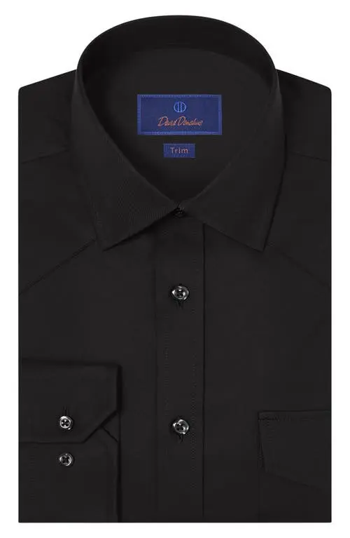 David Donahue Trim Fit Cotton Twill Button-up Western Shirt - Black