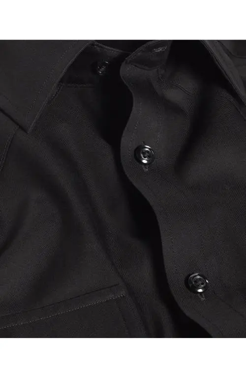 David Donahue Trim Fit Cotton Twill Button-up Western Shirt - Black