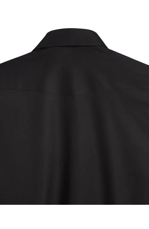 David Donahue Trim Fit Cotton Twill Button-up Western Shirt - Black