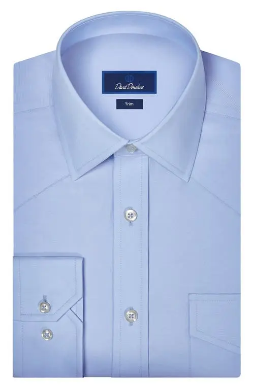 David Donahue Trim Fit Light Blue Cotton Twill Button-up Western Shirt - Sky