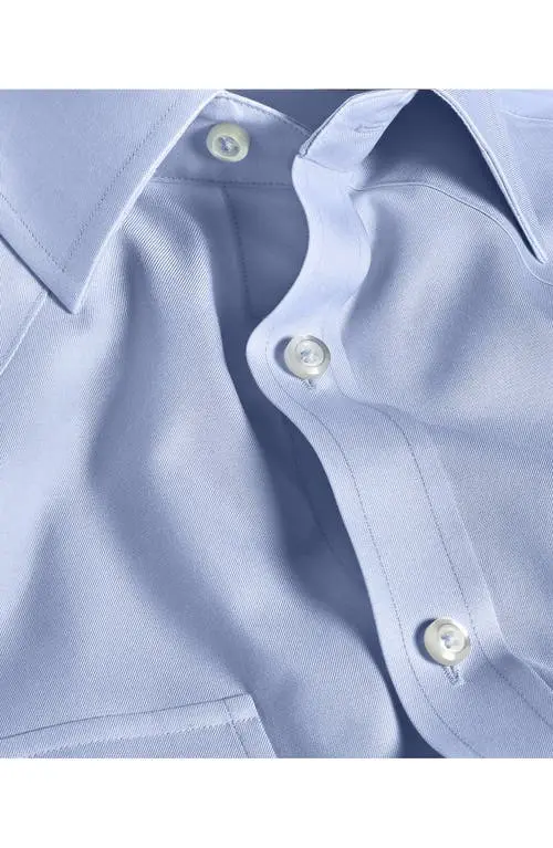 David Donahue Trim Fit Light Blue Cotton Twill Button-up Western Shirt - Sky