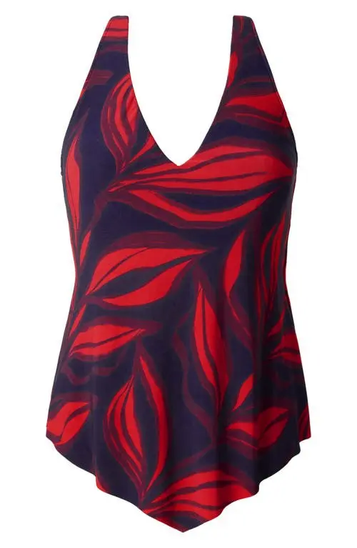 MAGICSUIT® Taylor Rossobleu Leaf Print Tankini Top