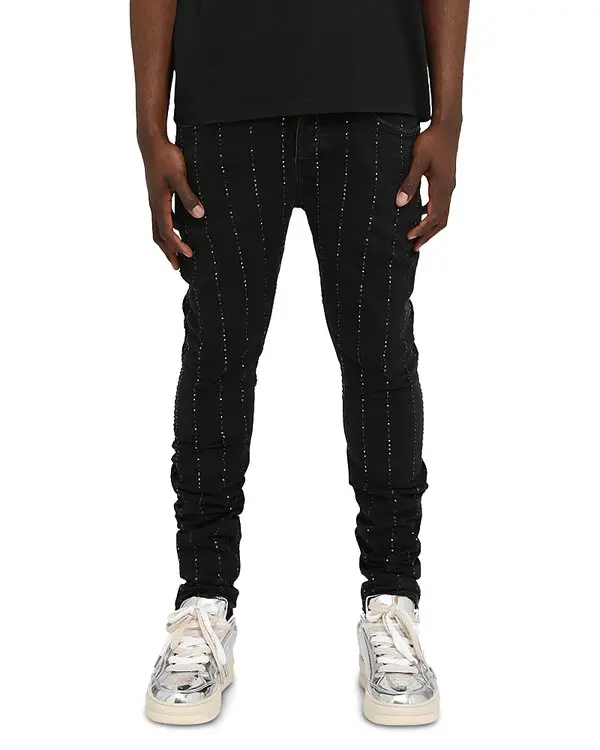 PURPLE BRAND Skinny Pinstripe Jeans - Black