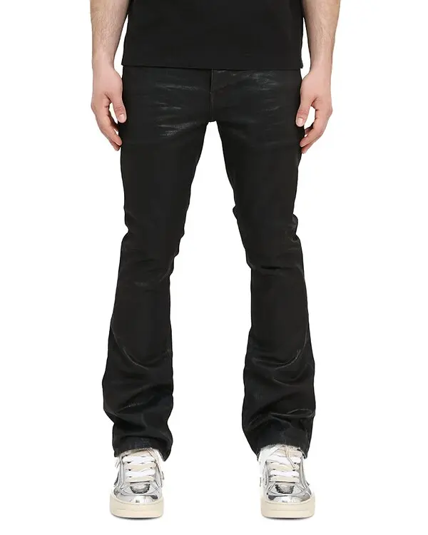 PURPLE BRAND Coated Indigo Flare Jeans - Black