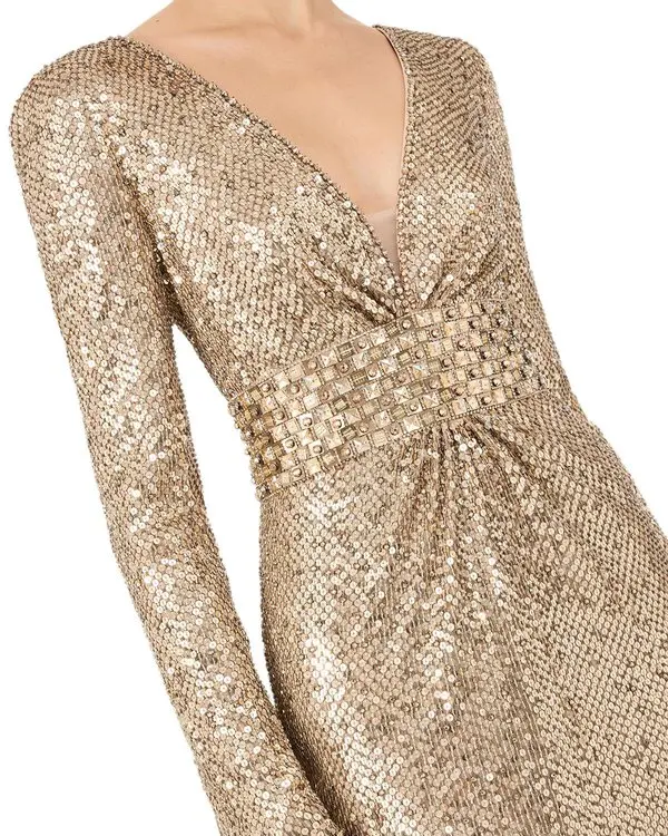 Jenny Packham Embellished Sequined Maxi Gown - Illusion