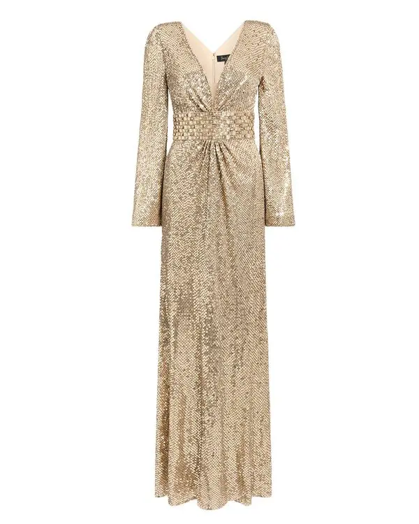Jenny Packham Embellished Sequined Maxi Gown - Illusion