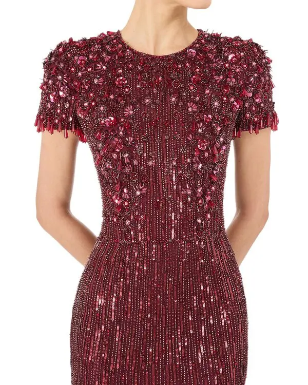 Jenny Packham Eliza Beaded Maxi Dress - Cardinal
