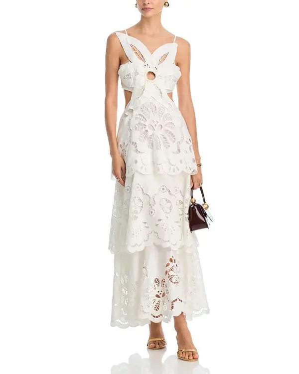 Farm Rio Floral Richelieu Eyelet Maxi Dress