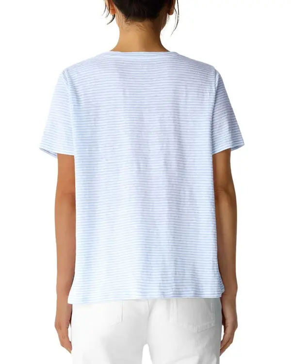 Eileen Fisher Linen Striped Crewneck Tee