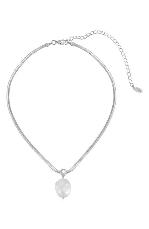 Ettika Cultured Baroque Pearl Pendant Necklace - Silver