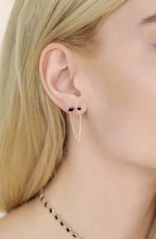 Ettika Double Piercing Chain Earrings