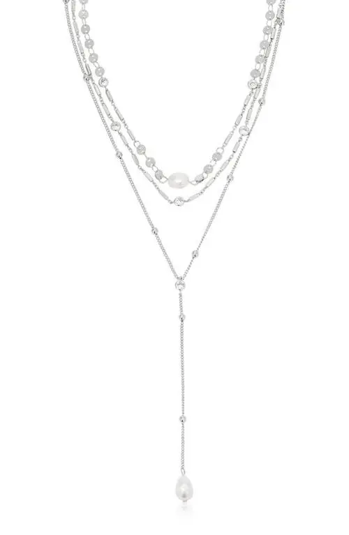 Ettika Y-necklace With Freshwater Pearl And Cubic Zirconia