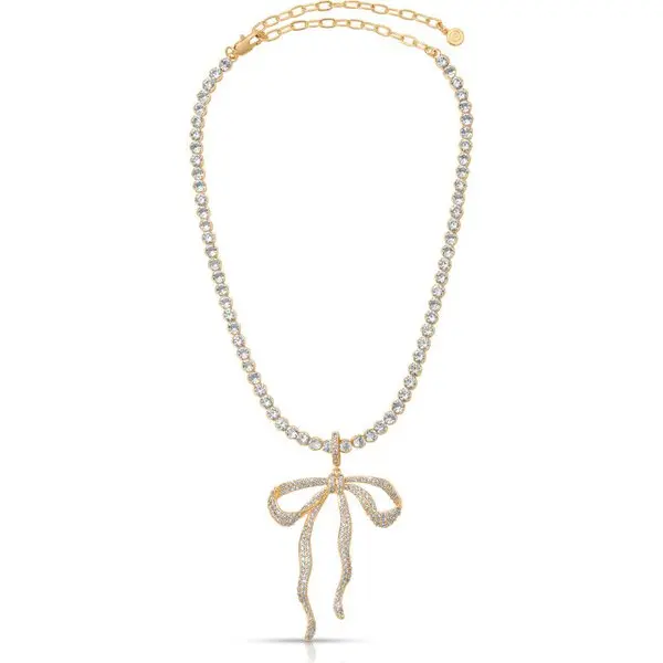 Ettika Pavé Bow Tennis Necklace - Gold