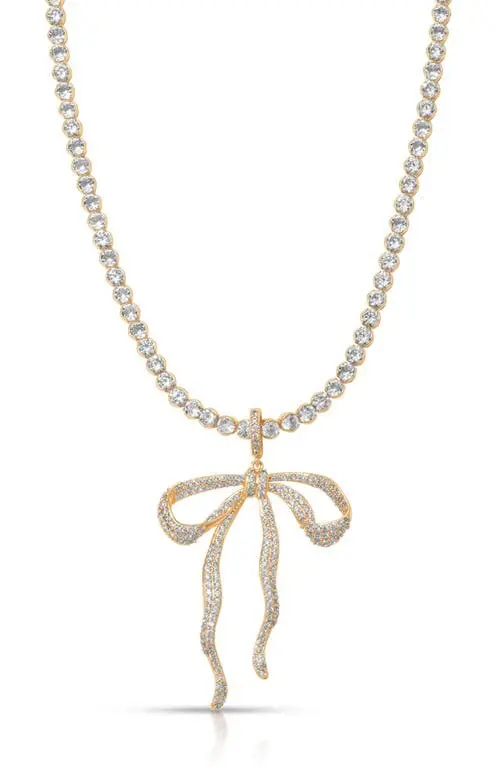 Ettika Pavé Bow Tennis Necklace