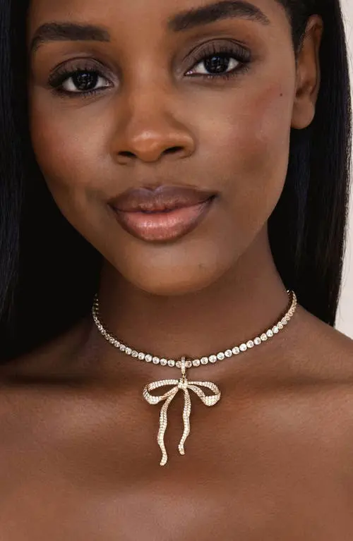 Ettika Pavé Bow Tennis Necklace