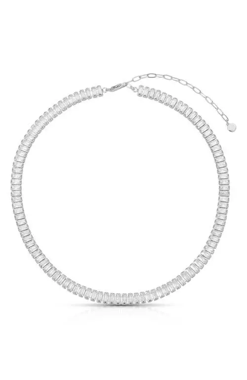 Ettika Cubic Zirconia Baguette Necklace - Silver