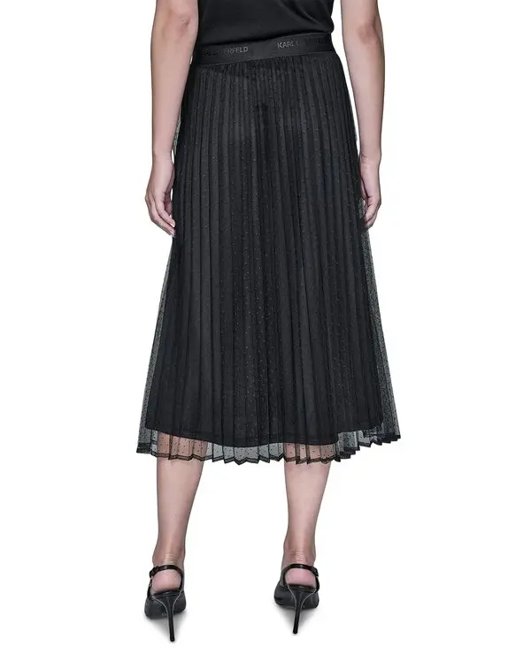Karl Lagerfeld Paris Long Polka Dot Mesh Skirt