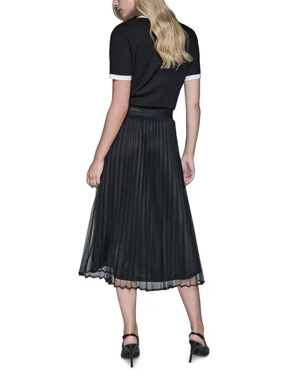 Karl Lagerfeld Paris Long Polka Dot Mesh Skirt