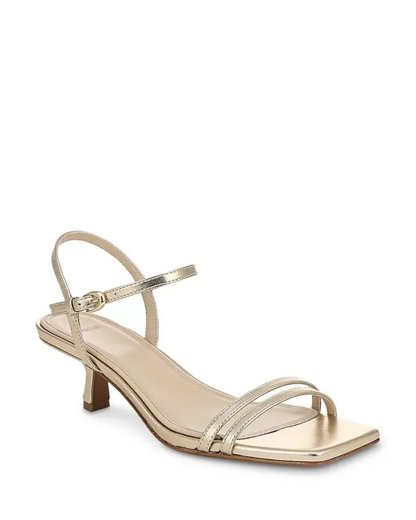 Vince Tilda Kitten Heel Leather Sandals - Champagne