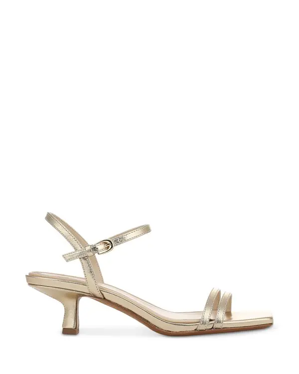 Vince Tilda Kitten Heel Leather Sandals - Champagne