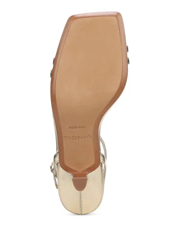 Vince Tilda Kitten Heel Leather Sandals - Champagne