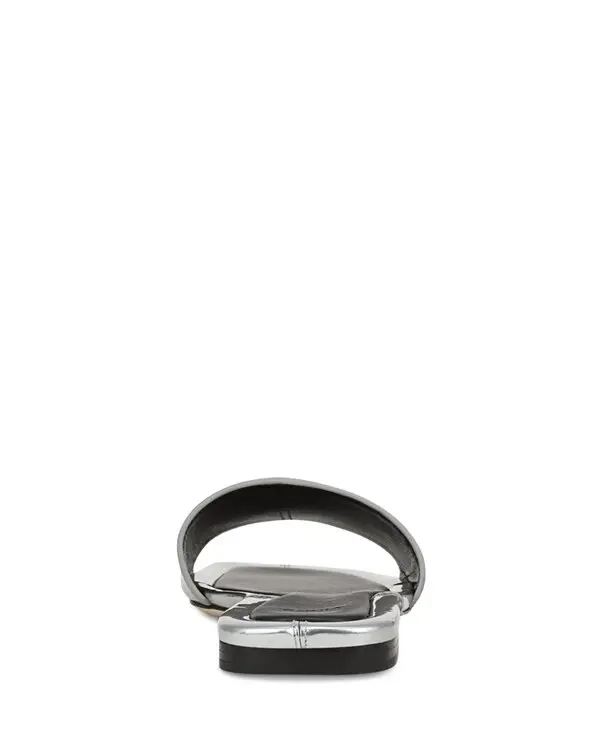 Vince Valeria Leather Slide Sandals - Silver