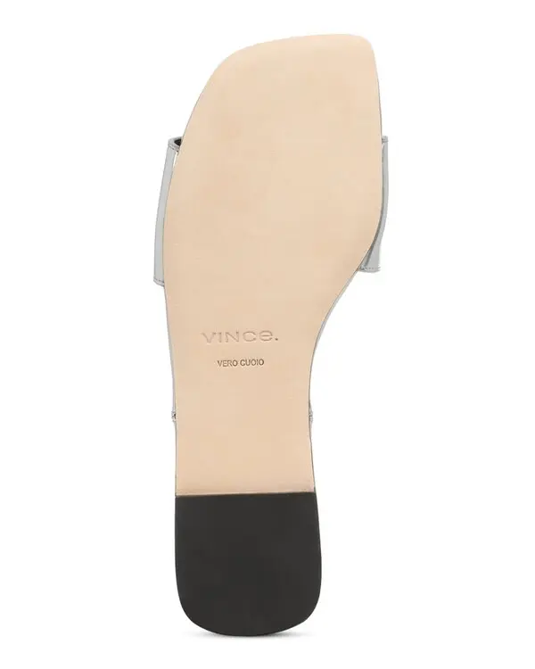 Vince Valeria Leather Slide Sandals - Silver
