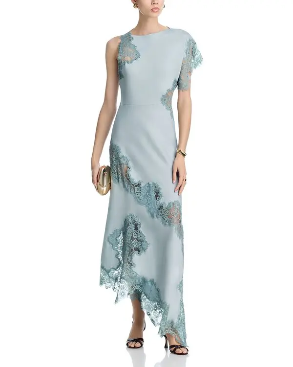A.L.C. Alessia Asymmetrical Lace Inset Maxi Dress - Slate Blue |  Editorialist
