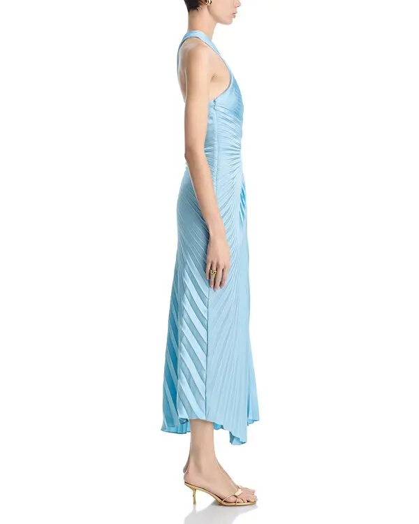 A.L.C. Women's Lara Satin Pleated Midi Dress in Delphinium Blue, Size 00