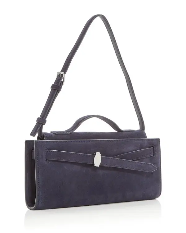 Veronica Beard Dash Suede Clutch - Navy