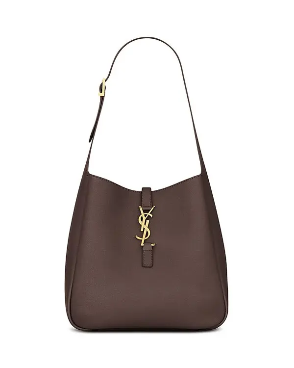 Saint Laurent Le 5 A 7 Supple Small Shoulder Hobo Bag In Grained Leather - Arabica