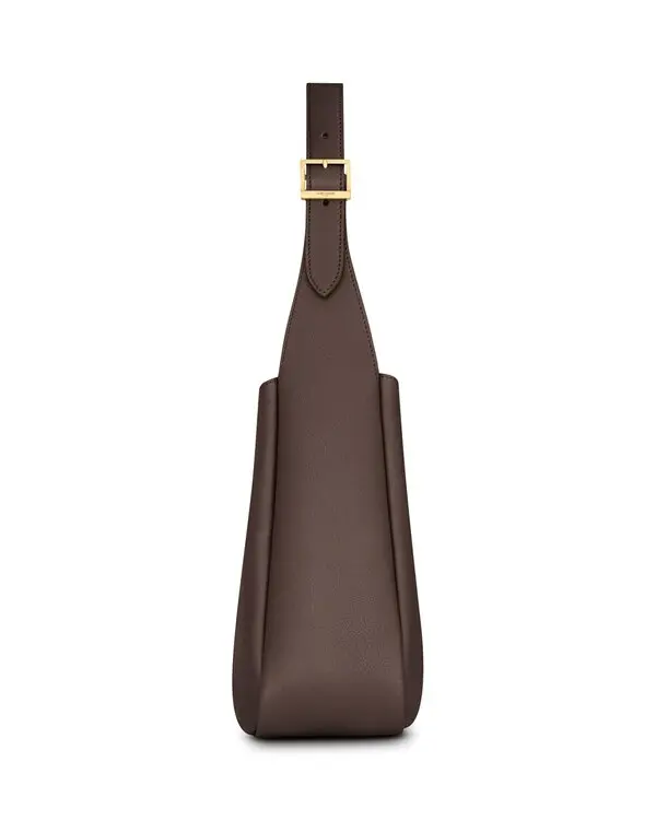 Saint Laurent Le 5 A 7 Supple Small Shoulder Hobo Bag In Grained Leather - Arabica