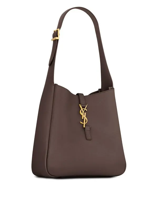 Saint Laurent Le 5 A 7 Supple Small Shoulder Hobo Bag In Grained Leather - Arabica