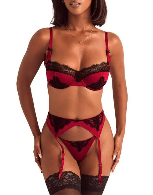 ADORE ME Amrenn Garter Belt Lingerie - Dark Red
