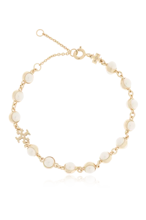 Tory Burch Bracelet With Glass Pearls - Gold