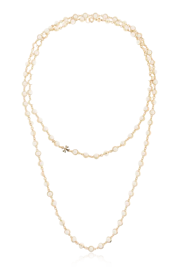 Tory Burch Glass Pearl Necklace - Gold