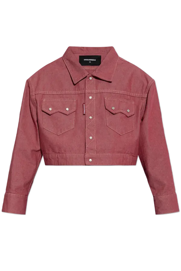 Dsquared2 Oversized Cropped Denim Jacket - Red