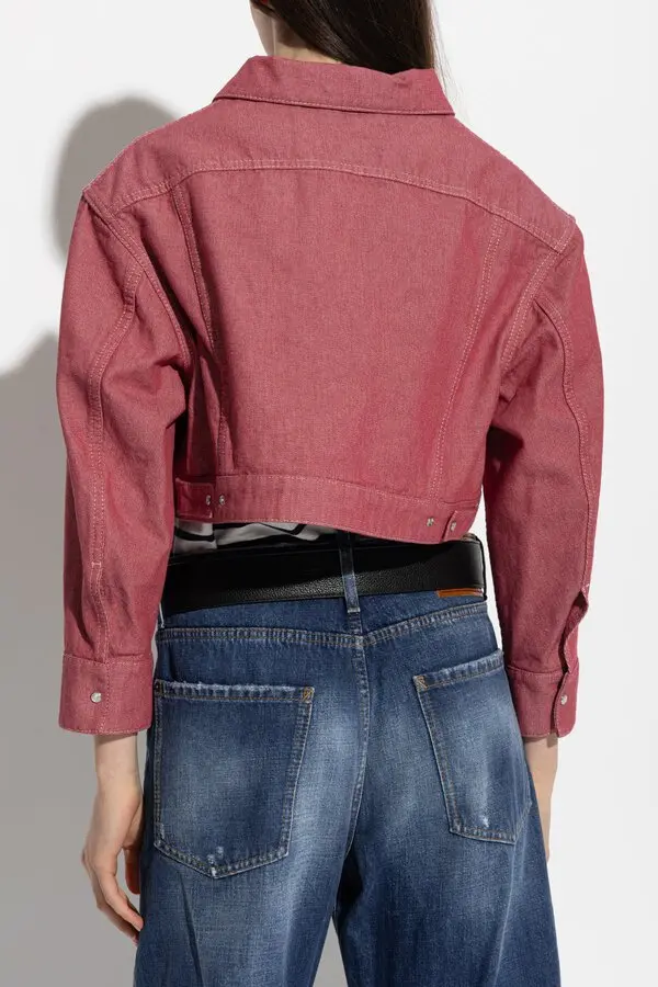 Dsquared2 Oversized Cropped Denim Jacket - Red
