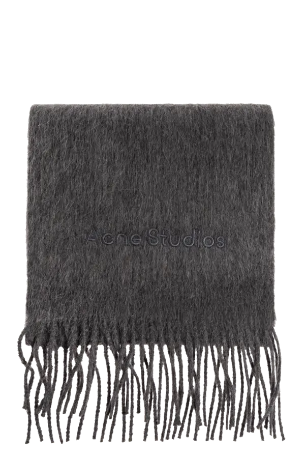 Acne Studios Scarf With Logo Patch - Grey
