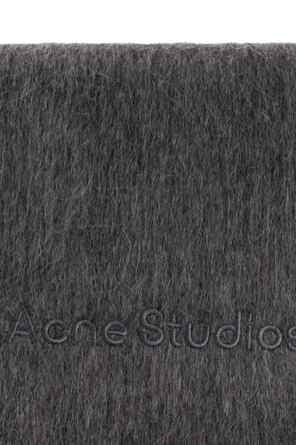Acne Studios Scarf With Logo Patch - Grey