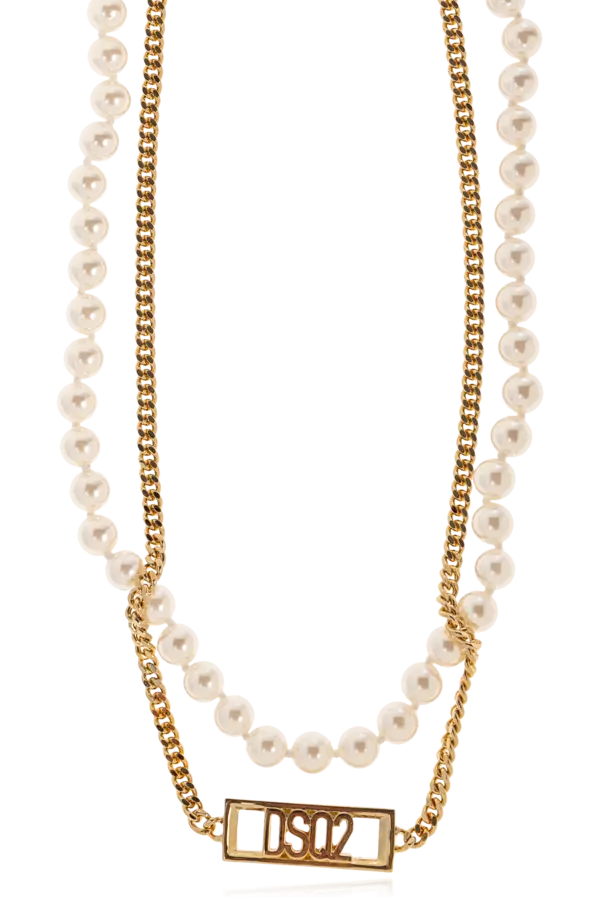 Dsquared2 Logo And Pearl Necklace - Gold