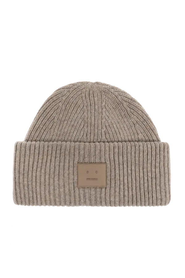 Acne Studios Logo Patch Beanie - Beige