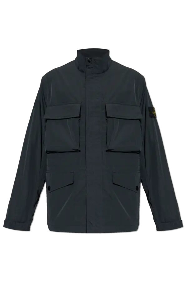 Stone Island Lightweight Jacket With Stand-up Collar - Black
